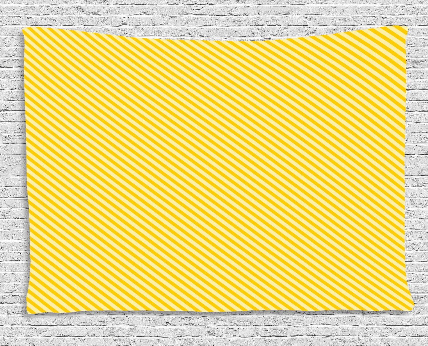 Vintage Yellow Tapestry, Diagonally Striped Simplistic Geometric ...