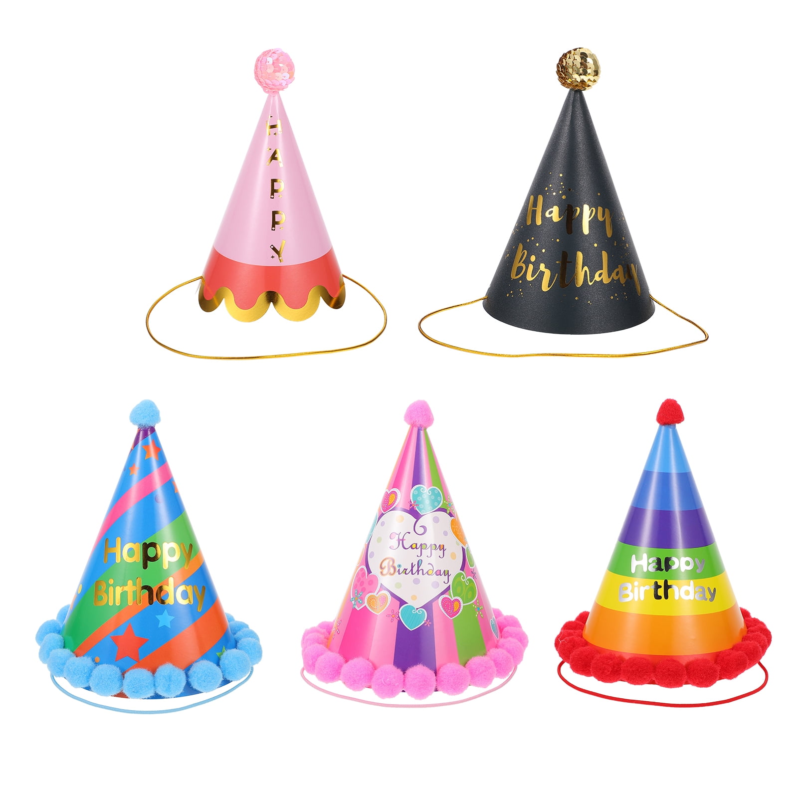 NUOLUX 5Pcs Birthday Party Hats Birthday Cone Hats Versatile Birthday ...