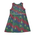 Blue Red Green Wave Christmas Trees Sleeveless Dress A-Line One-Piece ...