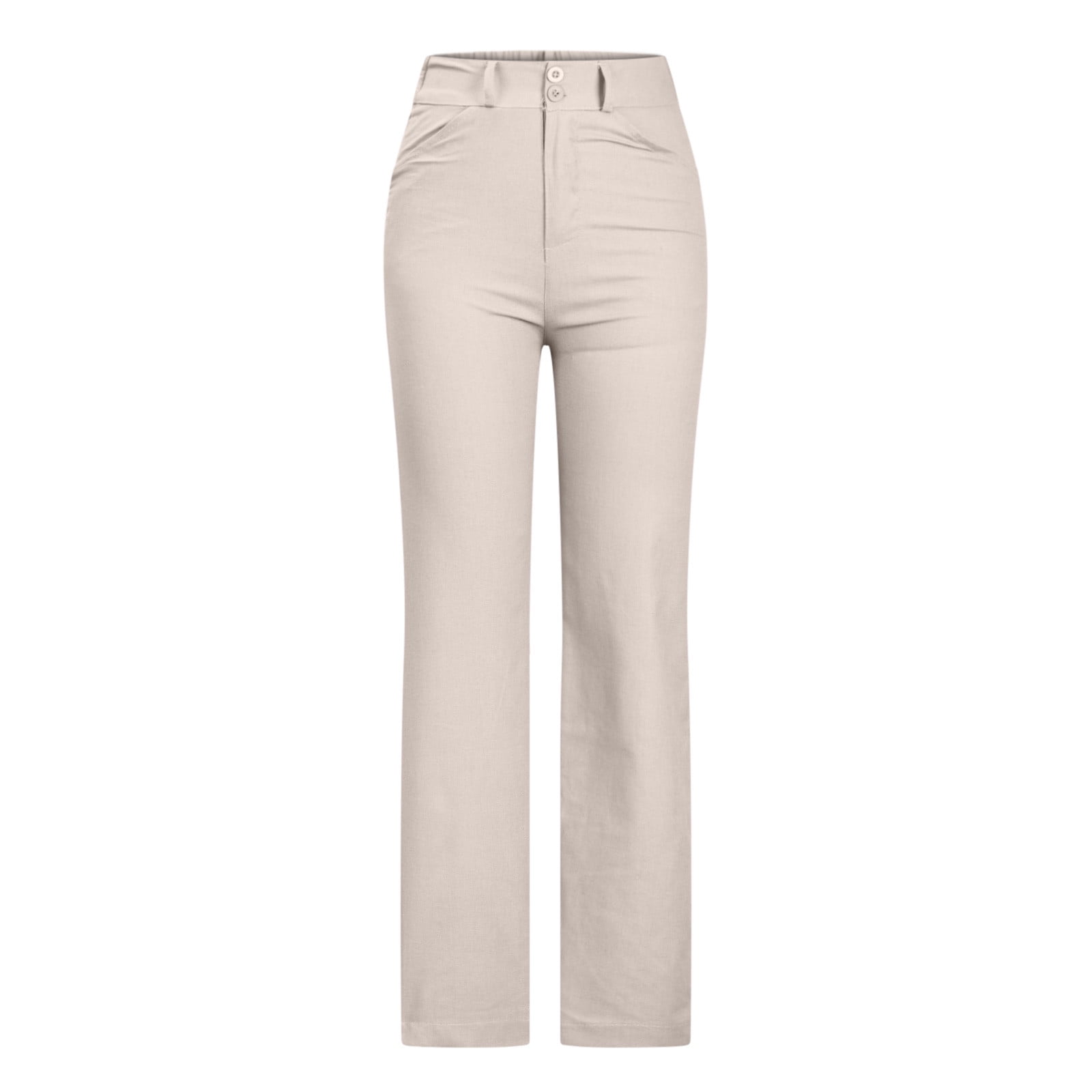 XFLWAM Women’s Solid Color Trouser Pants Stretch Linen Slim Fit Long ...