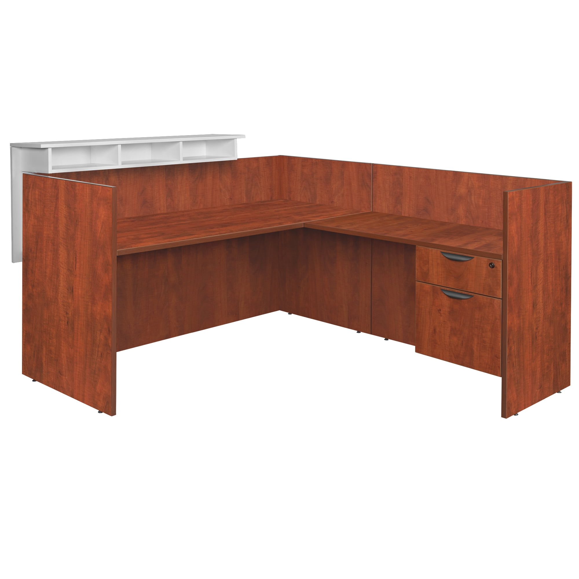 Regency Legacy Single Pedestal Reception Desk with White Transaction ...