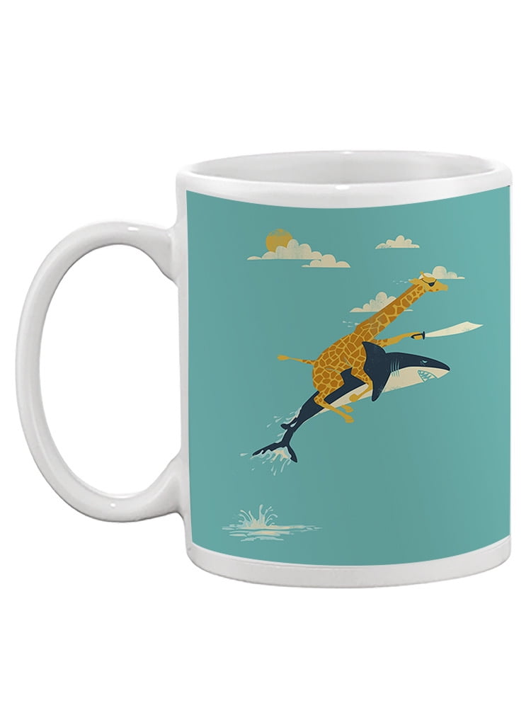 Image Conscious Giraffe Riding A Shark Mug - Jay Fleck Designs, 15 fl ...