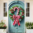 Christmas Door Banner Set 35x71 Inch Candy Cane Wreath with Red Bow ...