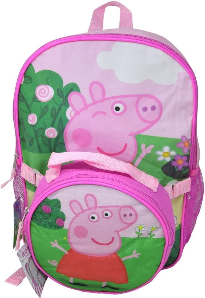 Girls Peppa Pig Backpack 16" with Lunch Bag - Walmart.com
