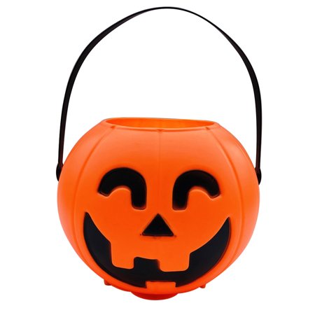 CAROOTU Mini Portable Glowing Plastic Pumpkin Buckets Halloween Candy ...