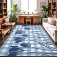 Blue Tulip Area Rugs 3x5ft Blue Flower Silhouette Washable Rug, Non ...
