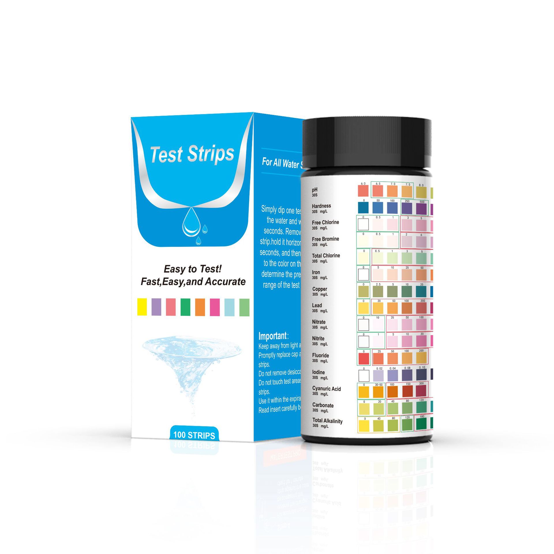 Tiras reactivas de calidad del agua 15 tiras reactivas de pH de cloro residual para acuarios ...