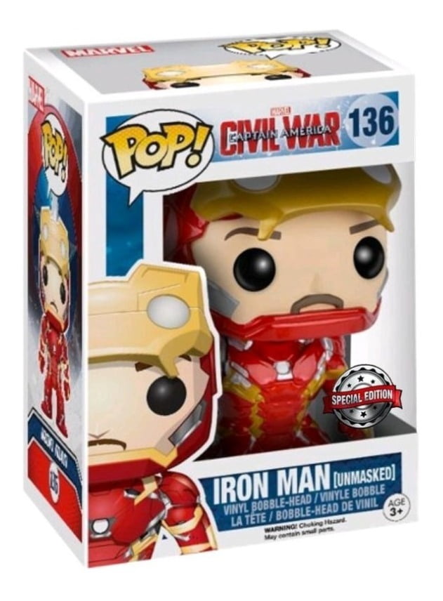 Funko Pop Iron Man Unmasked #136 Funko Pop | Walmart en línea