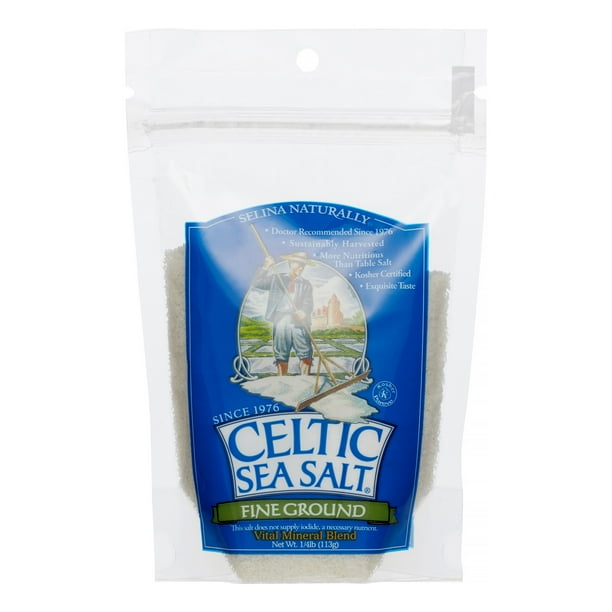Selina Naturally - Celtic Sea Salt Resealable Bag Fine Ground - 4 Ounce ...