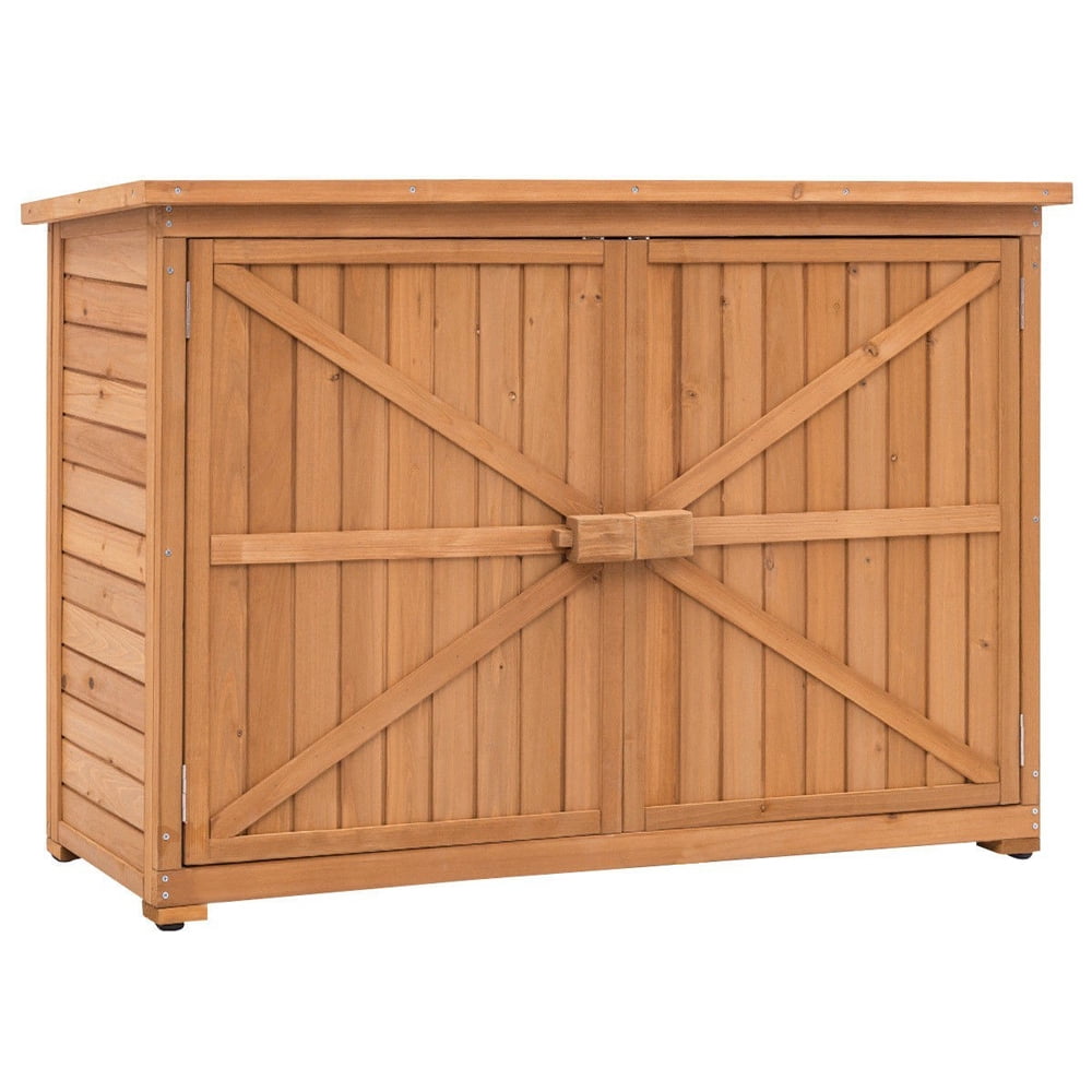 Ktaxon 38" Double Doors Fir Wooden Garden Yard Shed Lockers Outdoor ...
