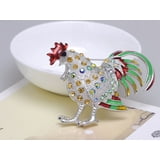 Textured Silver Tone Crystal Rhinestone Multicolor Enamel Hen Chicken ...