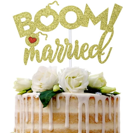 BOOM! Married Cake Topper, Wedding Engagement Party Decorations, Funny ...