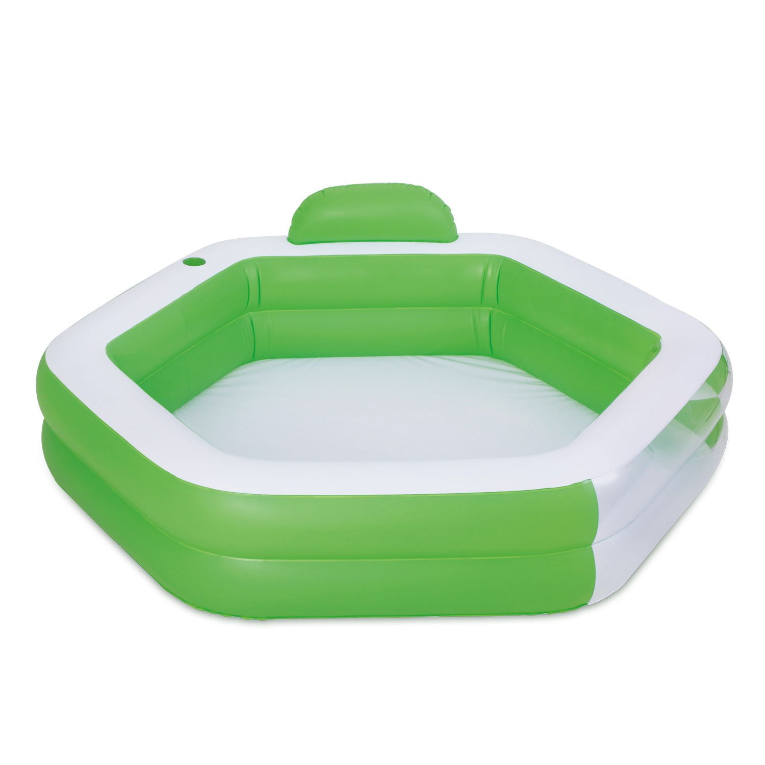 Summer Waves 6.6ft x 6.6 ft x 18.25in Inflatable Hexagon Pool w/ Cup ...