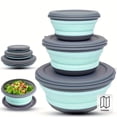 3 Foldable Silicone Camping Bowls with Lid - Expandable Food Storage ...