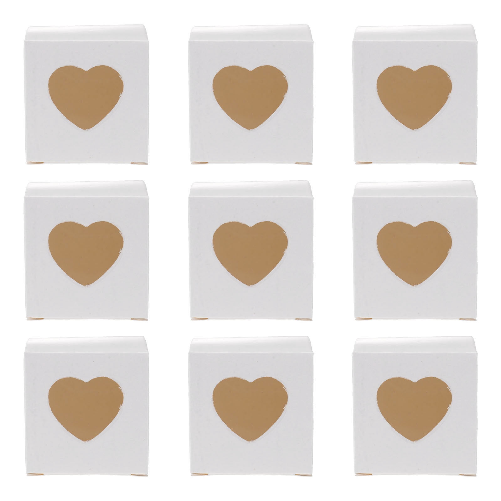 50 Pcs Square Kraft Paper Candy Boxes PVC Transparent Heart-shaped ...