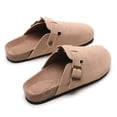 BERANMEY Women's Suede Clogs & Mules Stylish Leather Mules with Arch ...