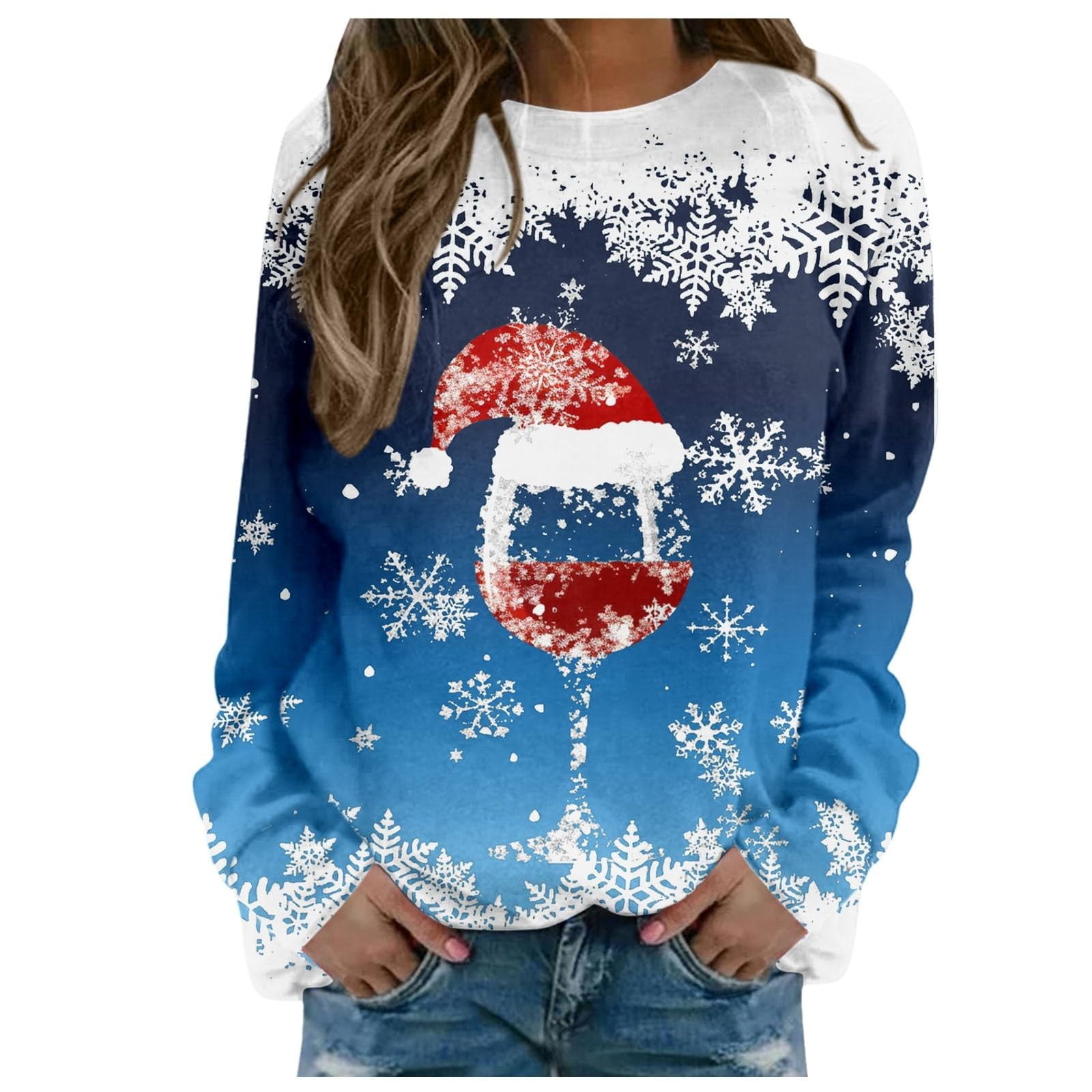 Click here for Staron Christmas Sweatshirt For Women Red Wine Gla... prices