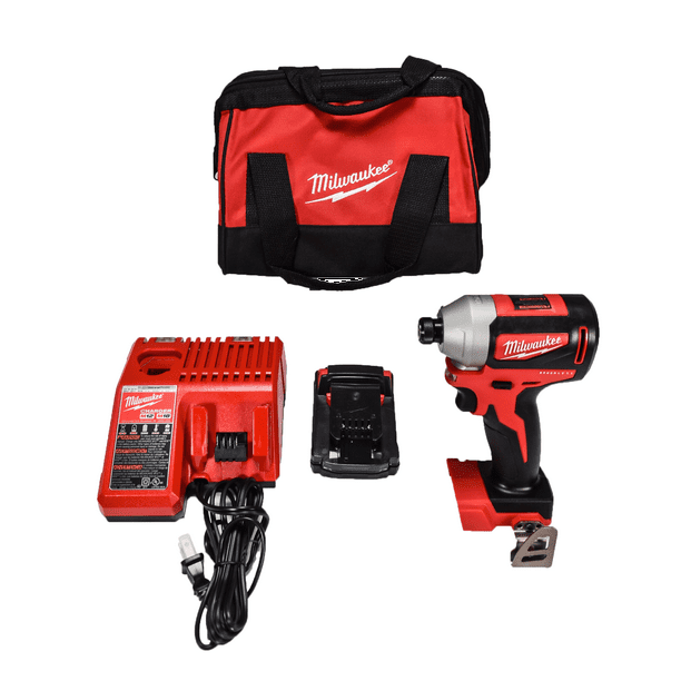 Milwaukee M18 Lithium-Ion Brushless Cordless 1/4" Hex Impact Kit 2850 ...