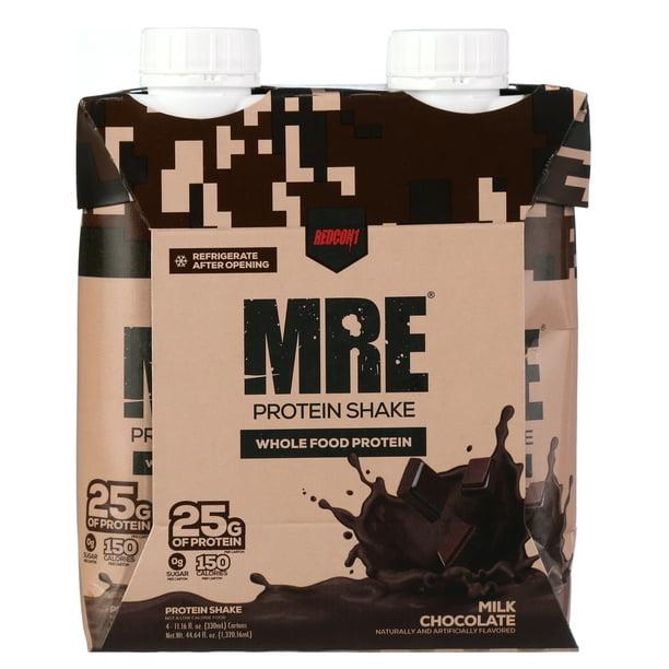 Redcon1 MRE Whole Food Protein Shake, Milk Chocolate, 25g Protein, 4 Ct ...