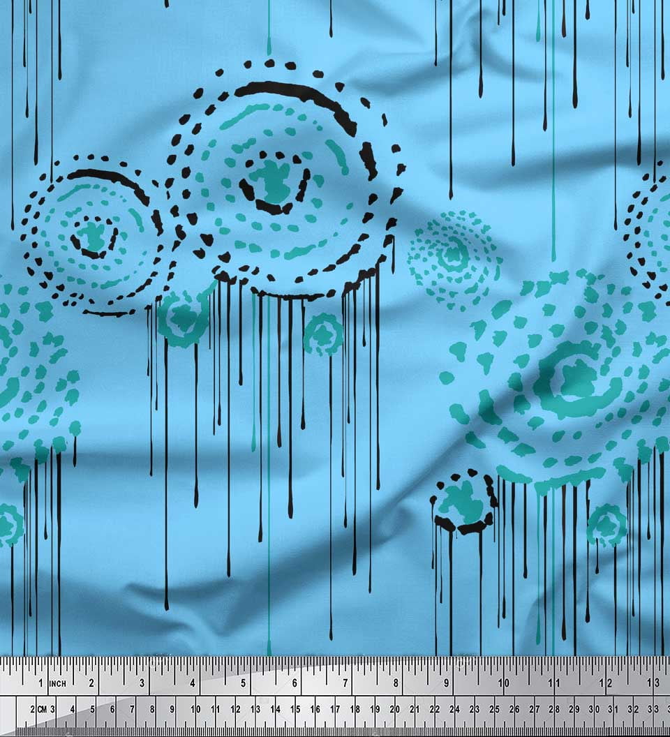 Soimoi Satin Silk Fabric Brush Stroke Abstract Print Fabric by Yard 42 ...