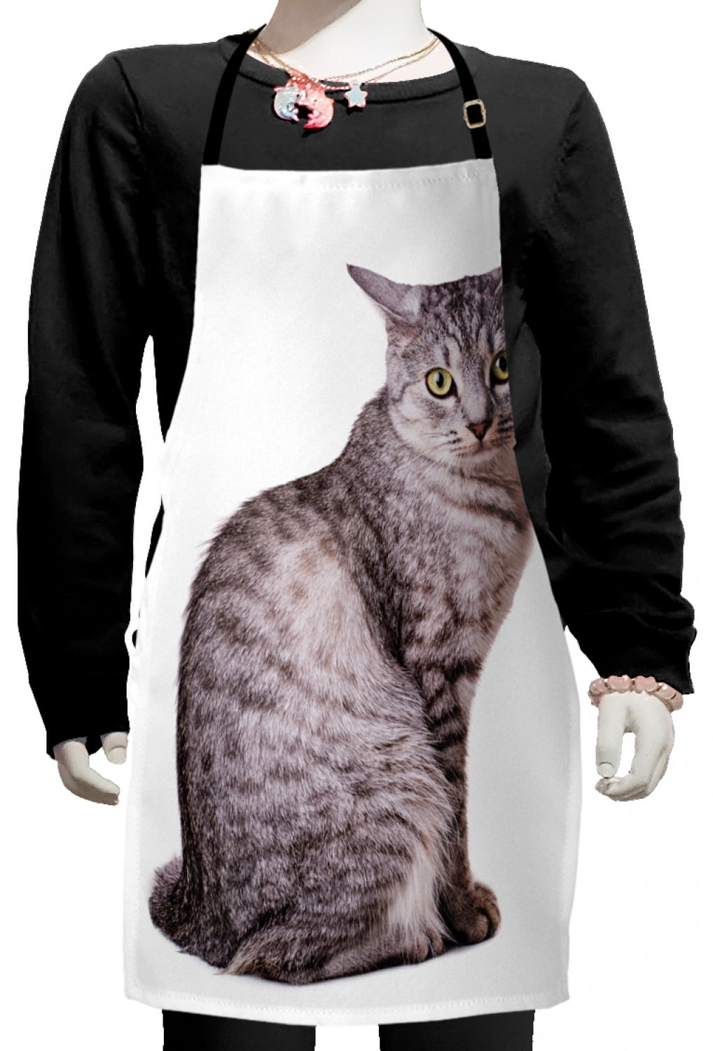 Cat Kids Apron, Grey Tabby Side Profile on a Plain Background, Boys ...