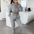 Dezsed Women's 2 Piece Tracksuit Set Long Sleeve Hooded Crop ...