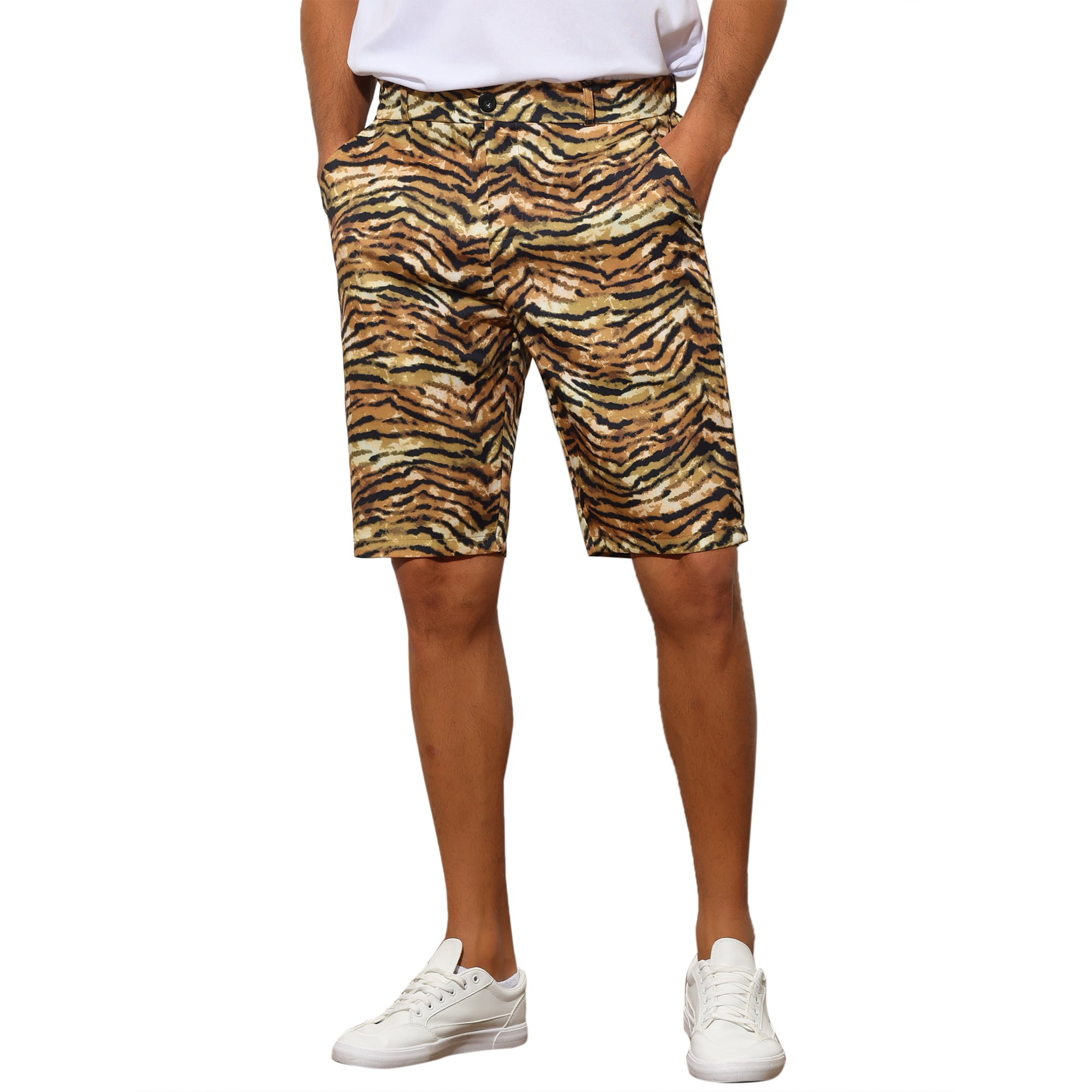 Click here for Inspire Chic Mens Shorts Animal Print Zipper Closu... prices