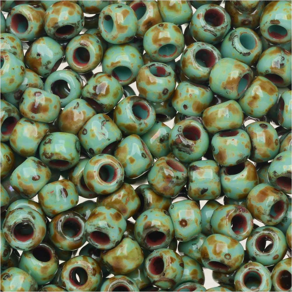 Toho Round Seed Beads 6/0 #Y307 - Hybrid Turquoise Picasso (8 Grams ...