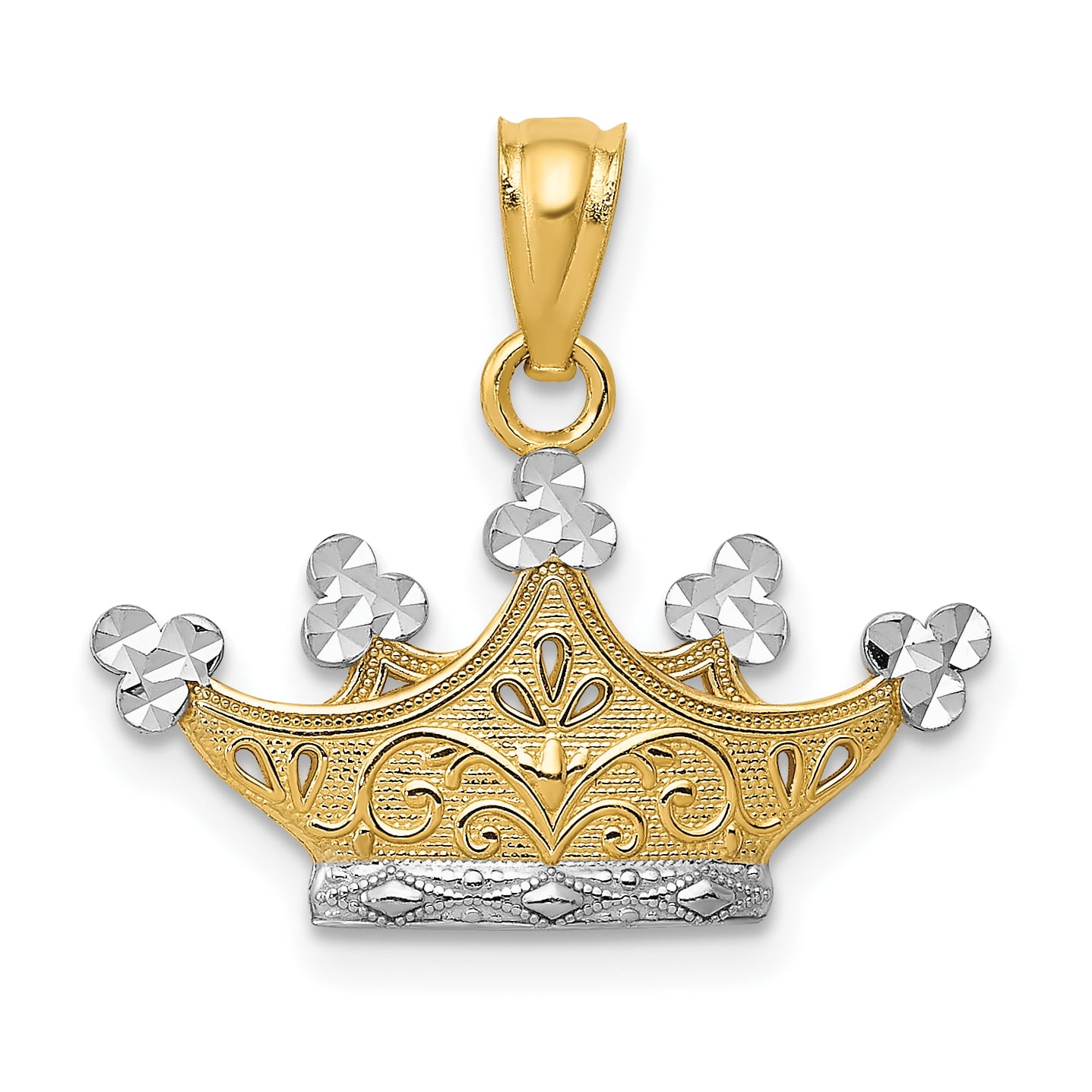 14kt Yellow Gold Crown Pendant Charm Necklace Fine Jewelry Ideal Gifts ...