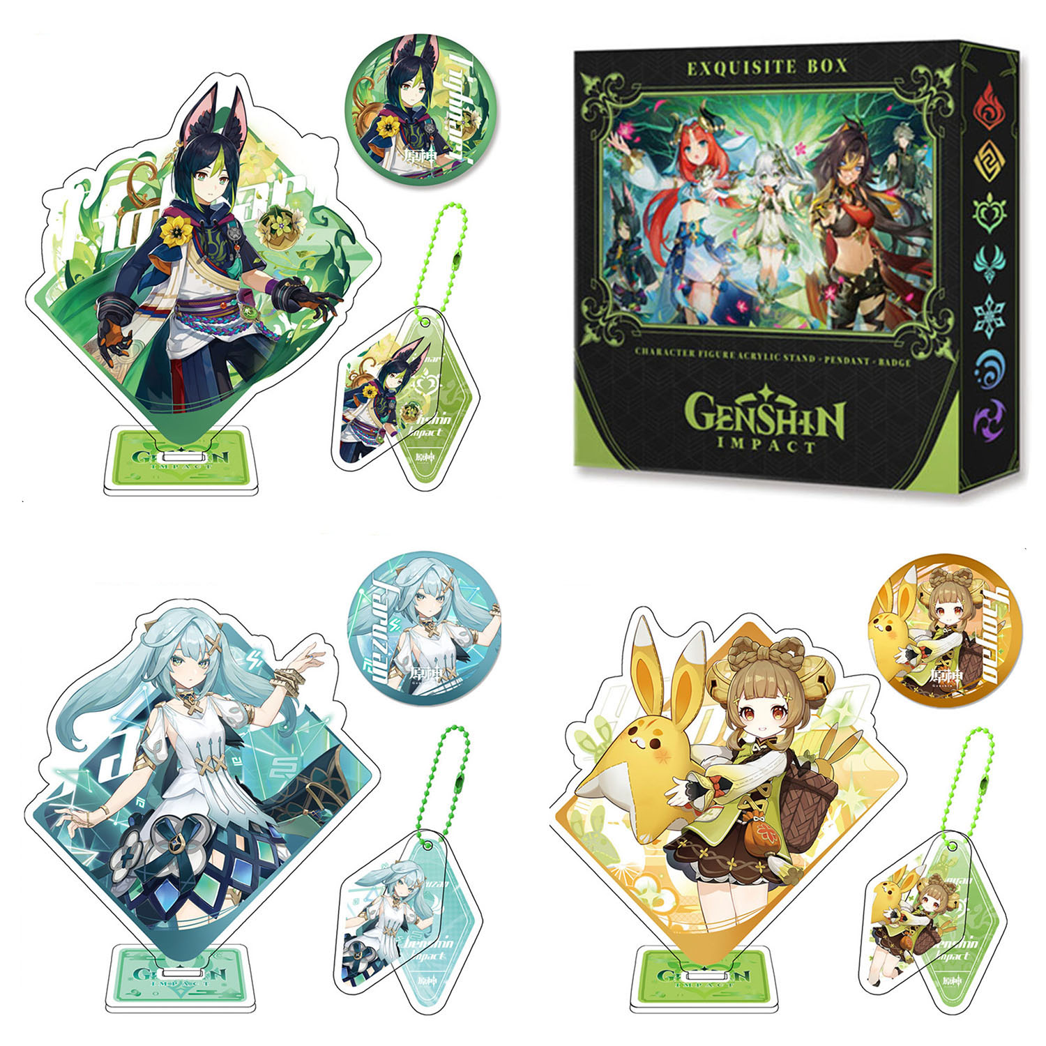 Genshin Impact YAOYAO FARUZAN TIGHNARI Figure 9 PCS Acrylic Set Stand ...