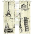 Beige City Sheer Curtains 63 Inch Long 2 Panels, Modern Black ...