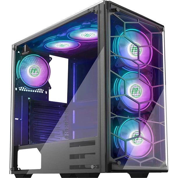 MUSETEX Phantom Black ATX Mid Tower Desktop Computer Gaming Case (907D6 ...