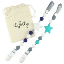 Pacifier Clip Boy, BPA Free Silicone, Use with Any Pacifier or Teether ...