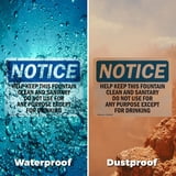 (2 Pack) Help Keep This Fountain Clean Sanitary OSHA Notice Sign ...