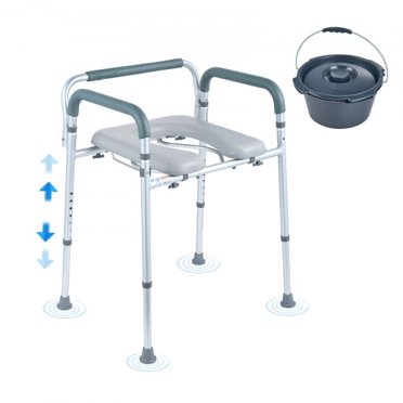 DMI 500 lb Capacity Portable Drop-Arm Bedside Commode, Adjustable Extra ...