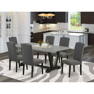 East West Furniture X027BR202-7 - 7-Piece Rectangular Dining Table Set ...