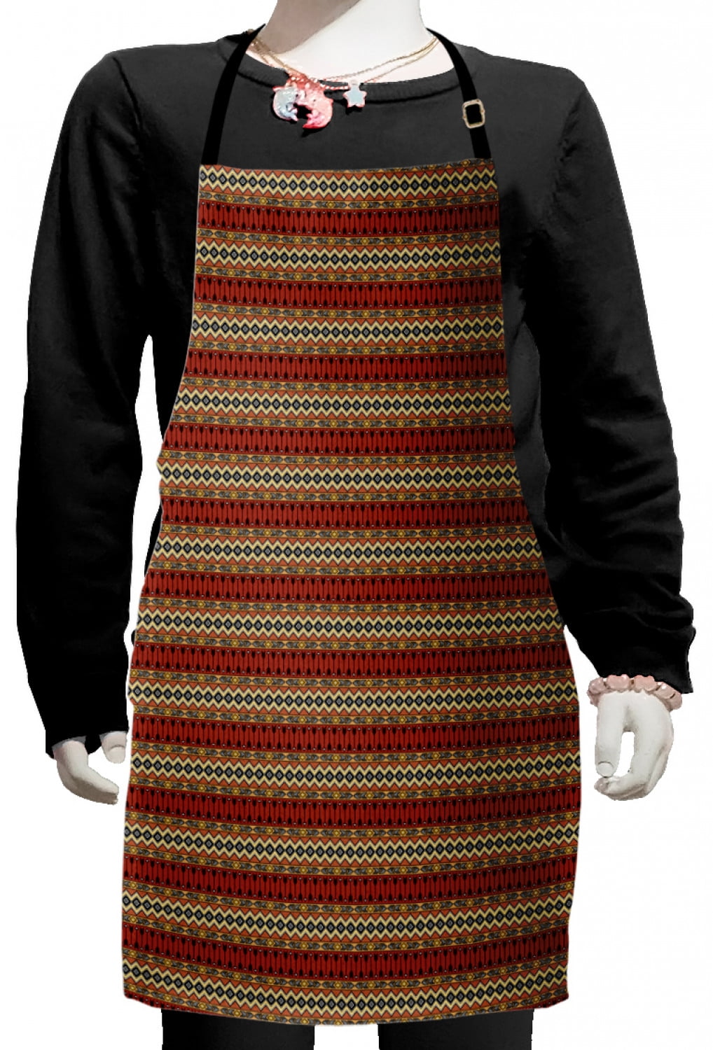 Boho Kids Apron, Horizontal Native Borders with and Geometric Motifs in ...