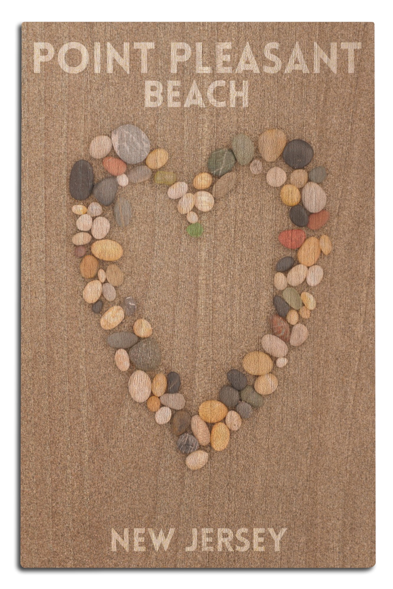 Point Pleasant Beach, New Jersey, Stone Heart on Sand Birch Wood Wall ...