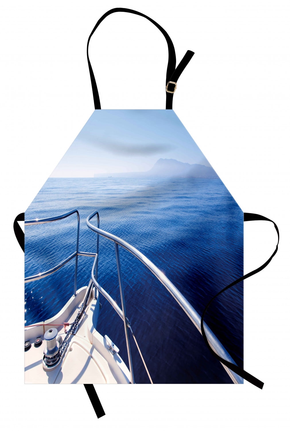 Navy Apron Boat Show Ocean Sea Life with Ship Yacht Landscape of ...