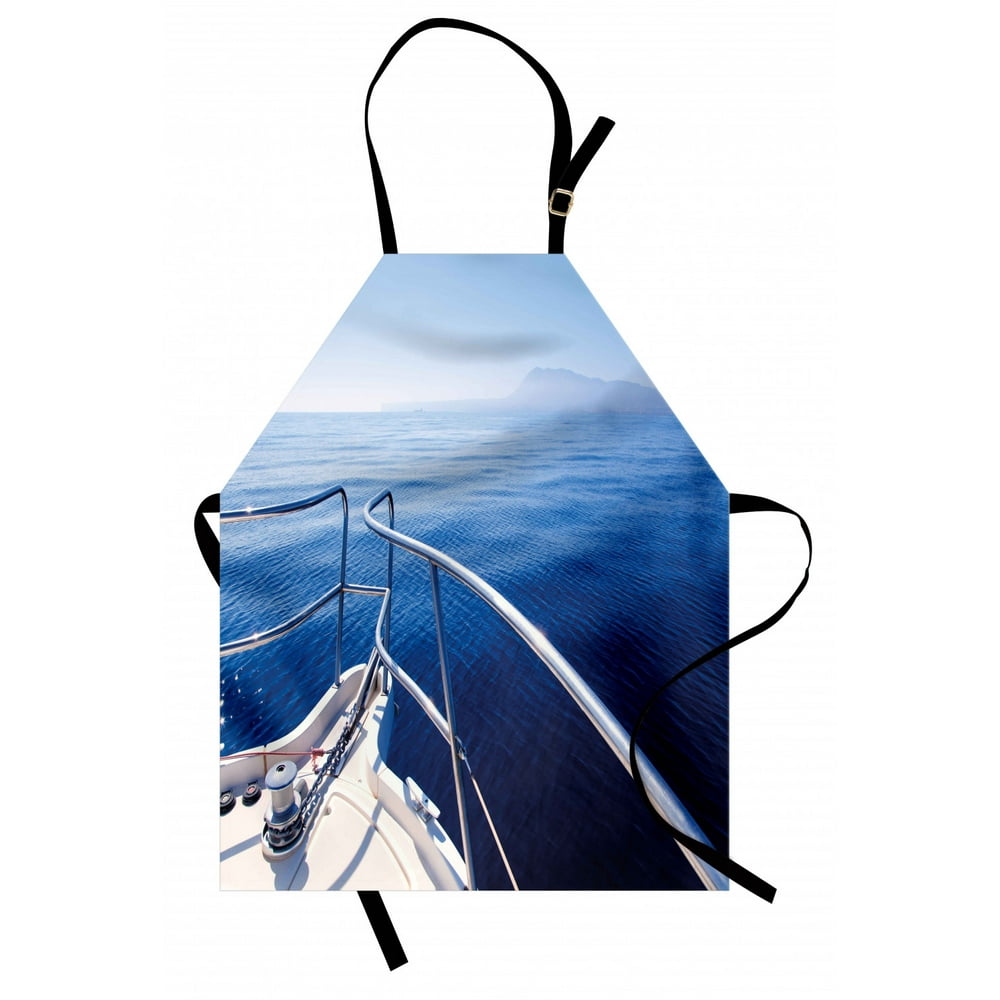 Navy Apron Boat Show Ocean Sea Life with Ship Yacht Landscape of ...