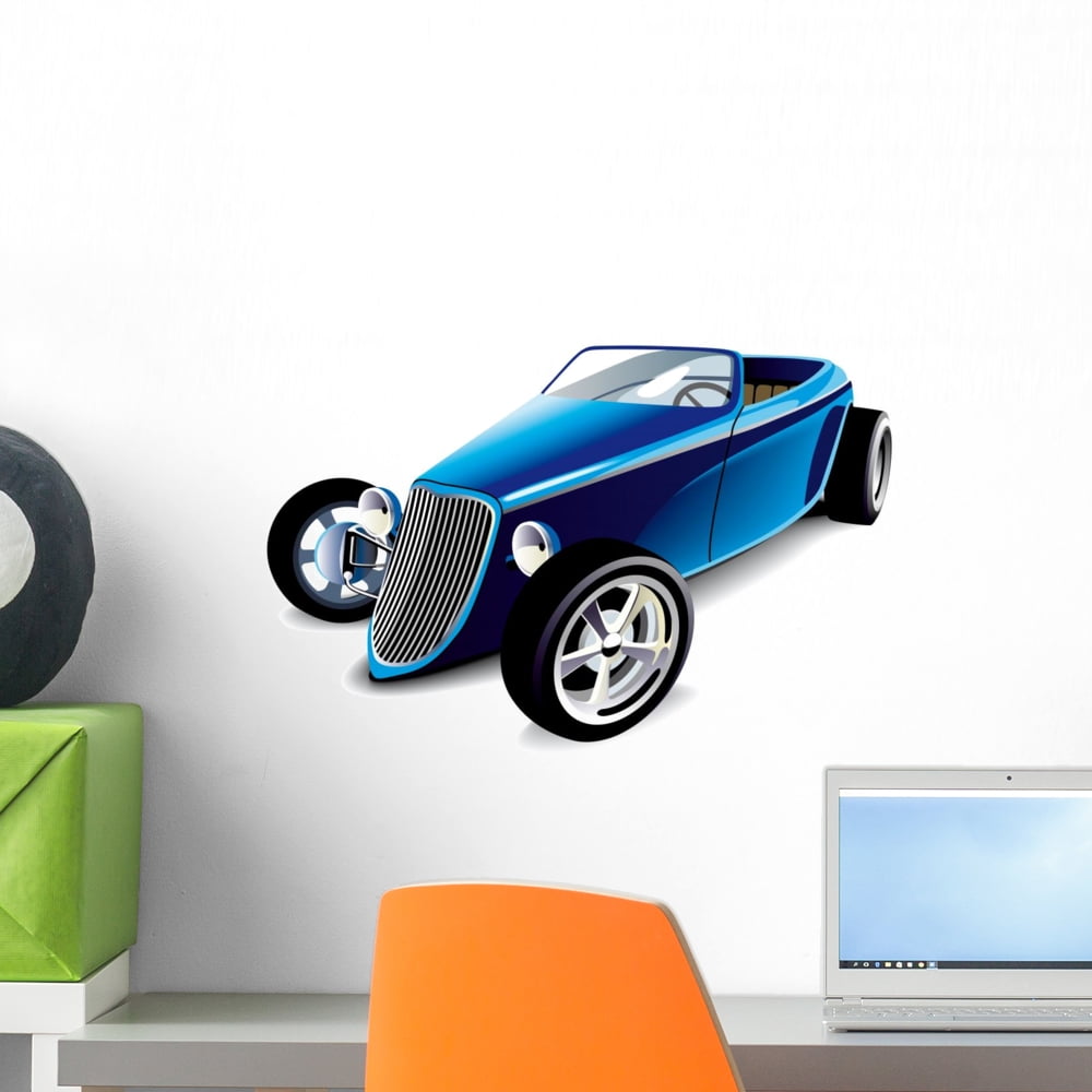 Blue Hot Rod Wall Decal by Wallmonkeys Peel and Stick Graphic (18 in W ...