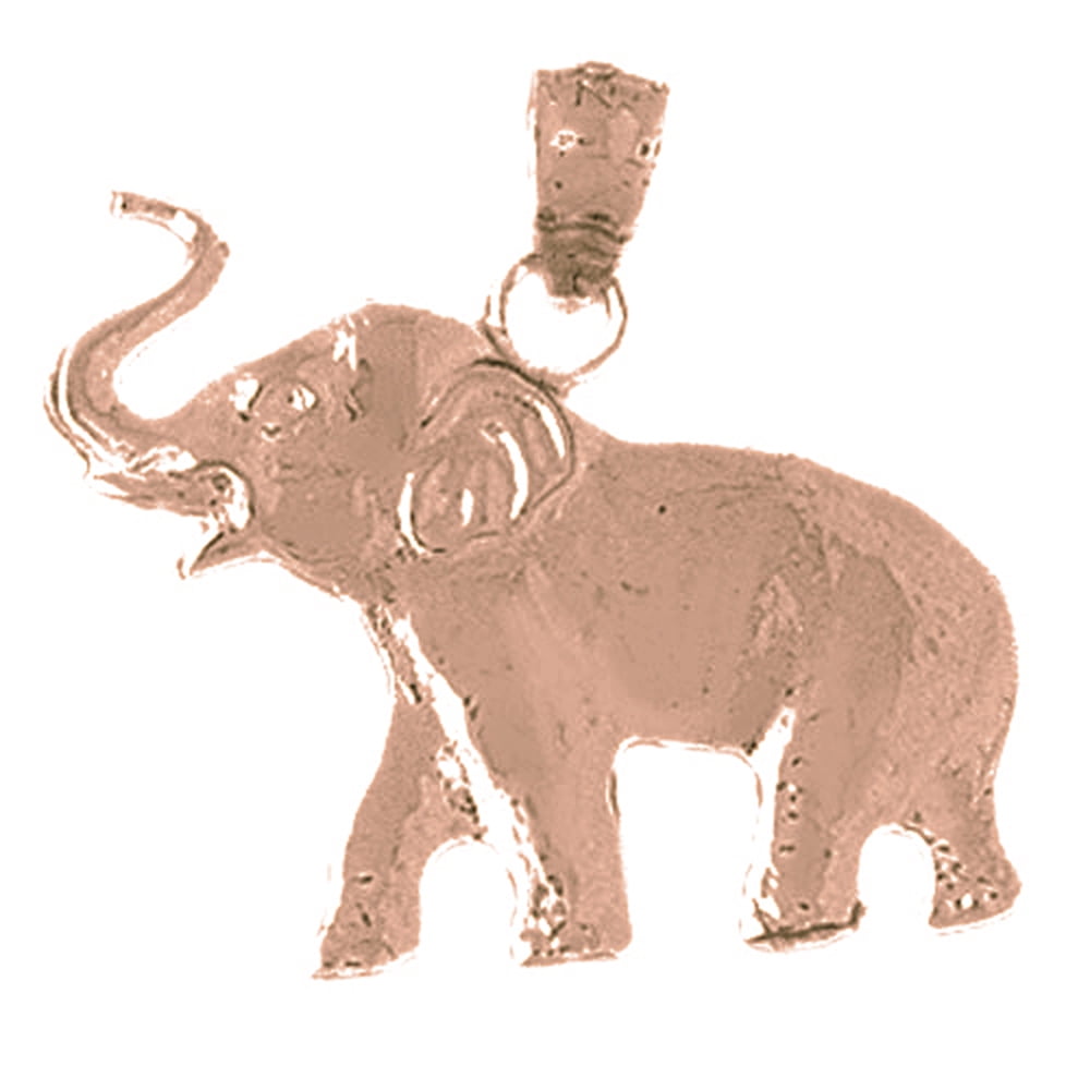 14K Rose Gold Elephant Pendant - 23 mm - Walmart.com