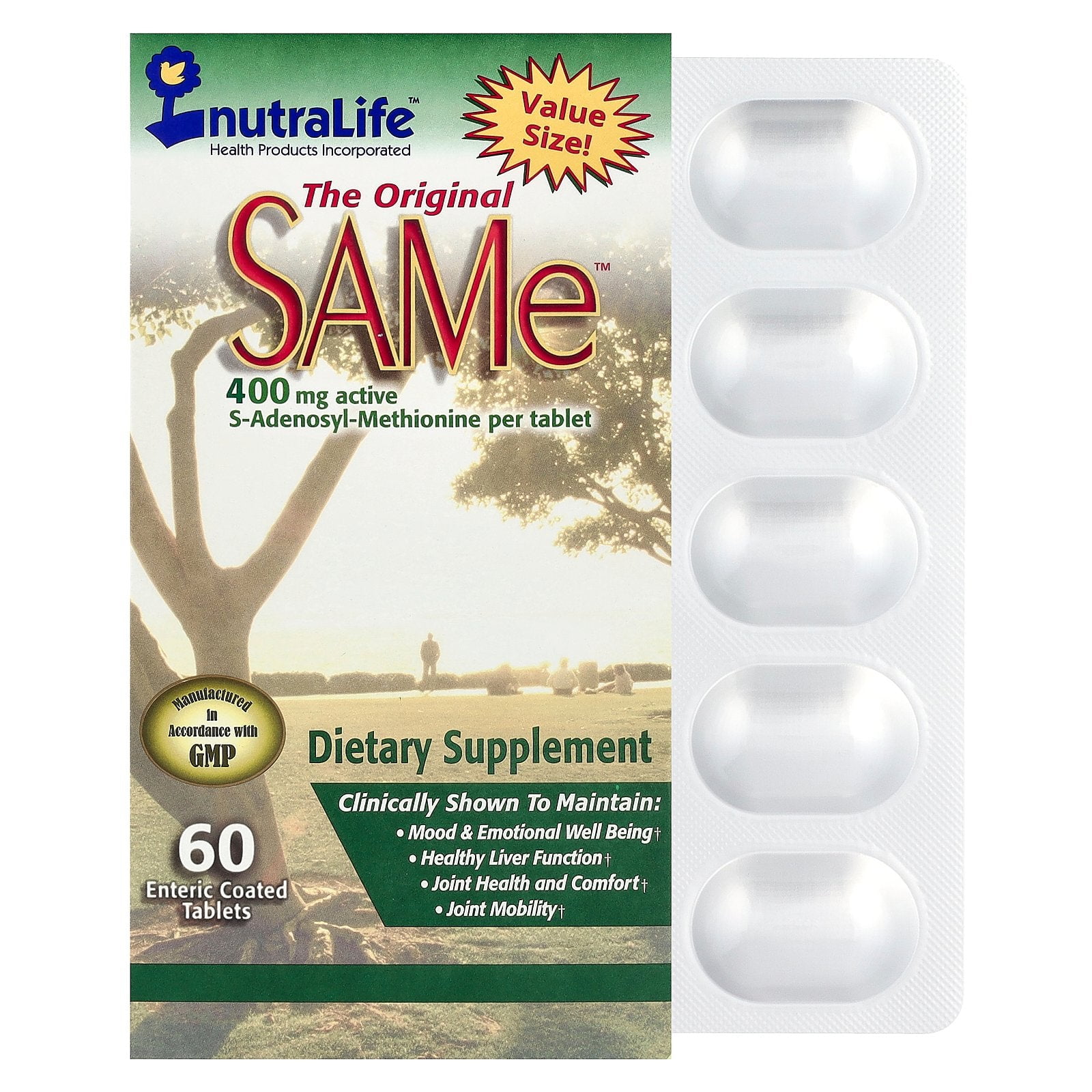 Suplemento NutraLife The Original SAMe 400 mg 60 tabletas | Bodega ...