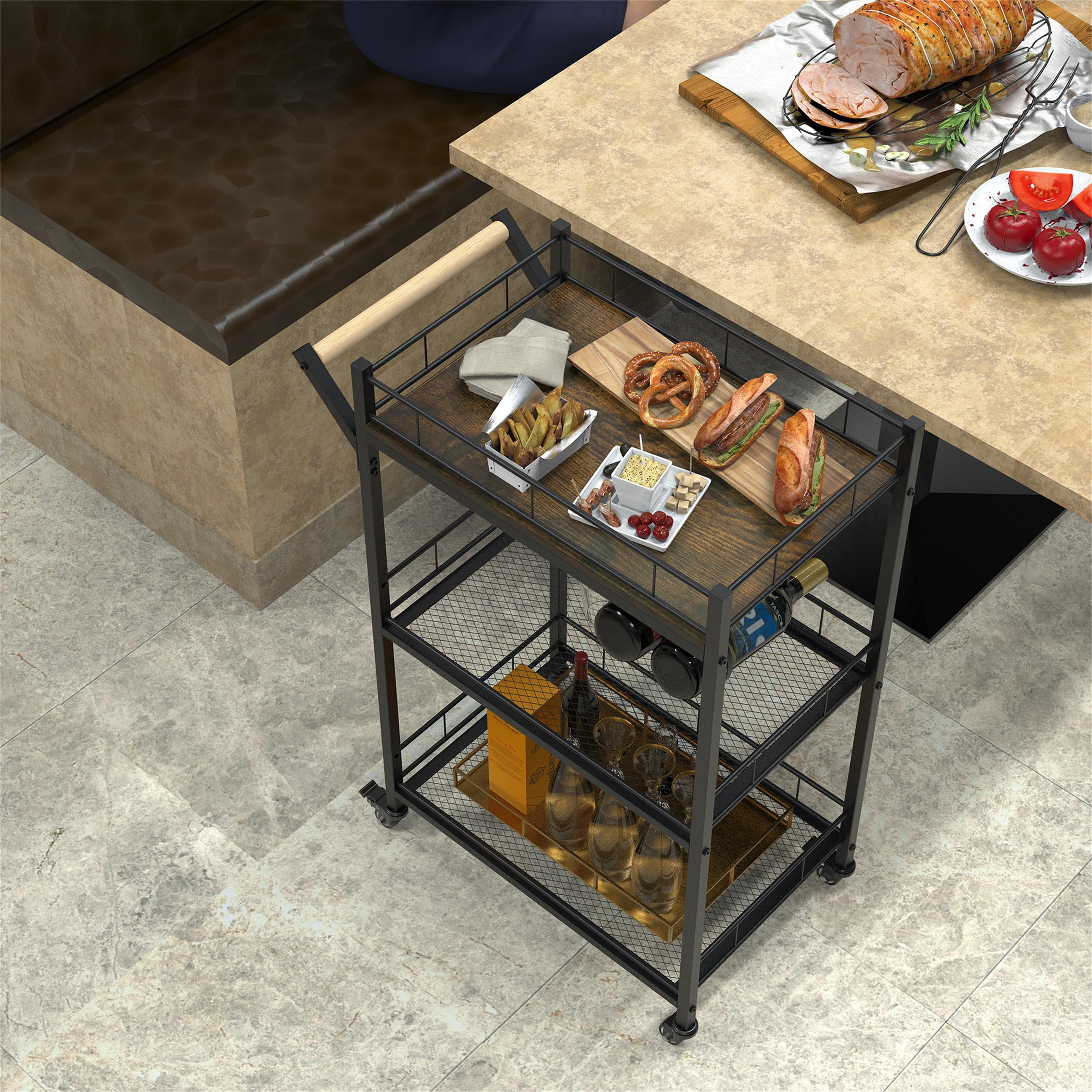 Buy BEAUTME Coffee Station Bar Cart Kitchen 3 Tier Rolling Utility ...