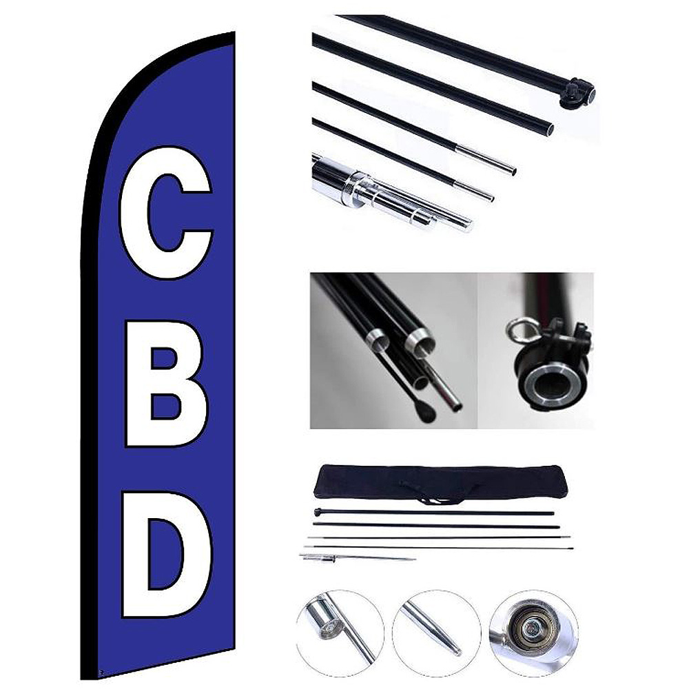 CBD Business Windless Feather Flutter Flag 10 x 2.5 Foot Flag and 13 ...