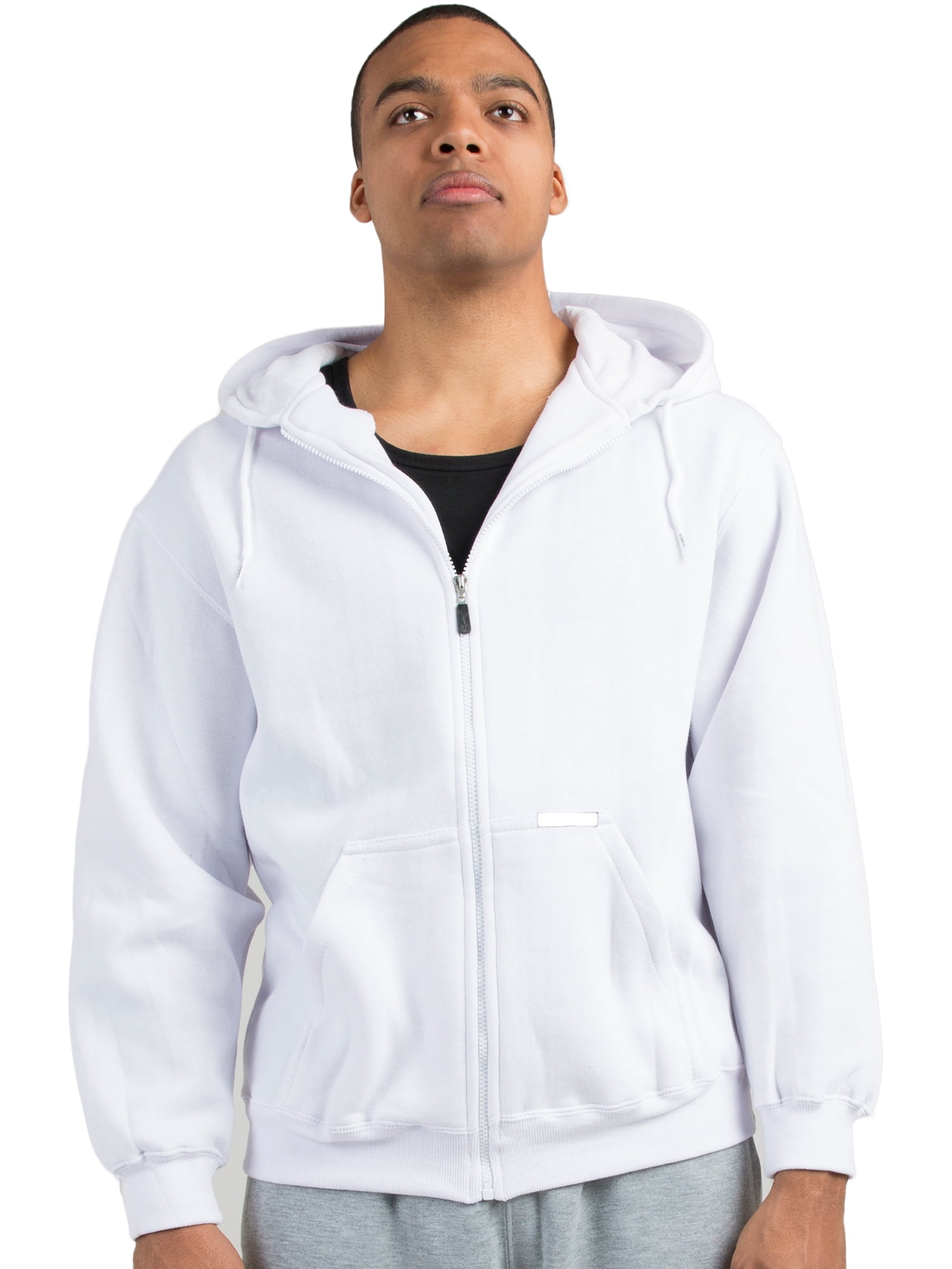 Vibes Men Fleece Full Zip Hoodie Jacket White 2X-Large - Walmart.com