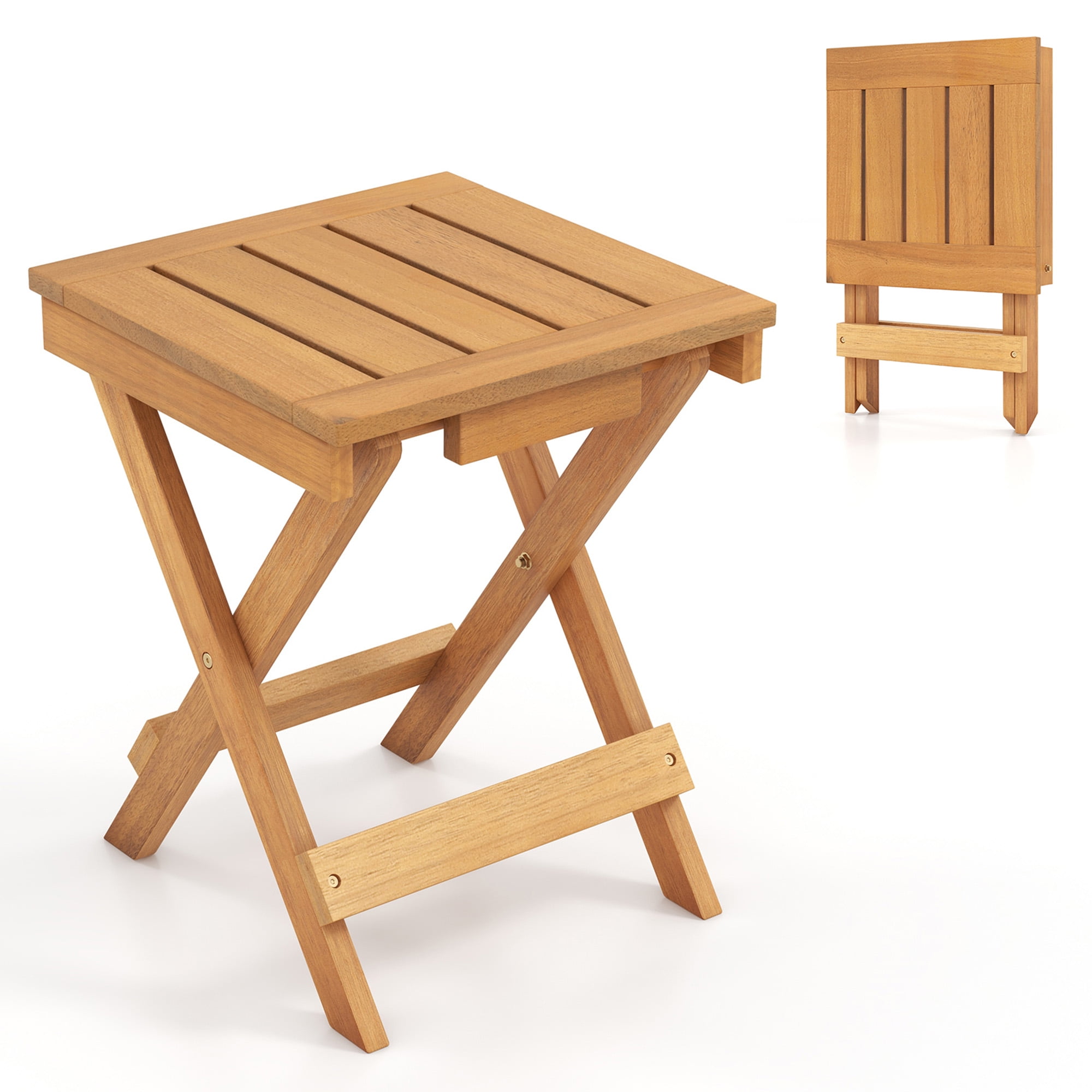 Click here for Gymax Outdoor Folding Side Table Hardwood Compact... prices