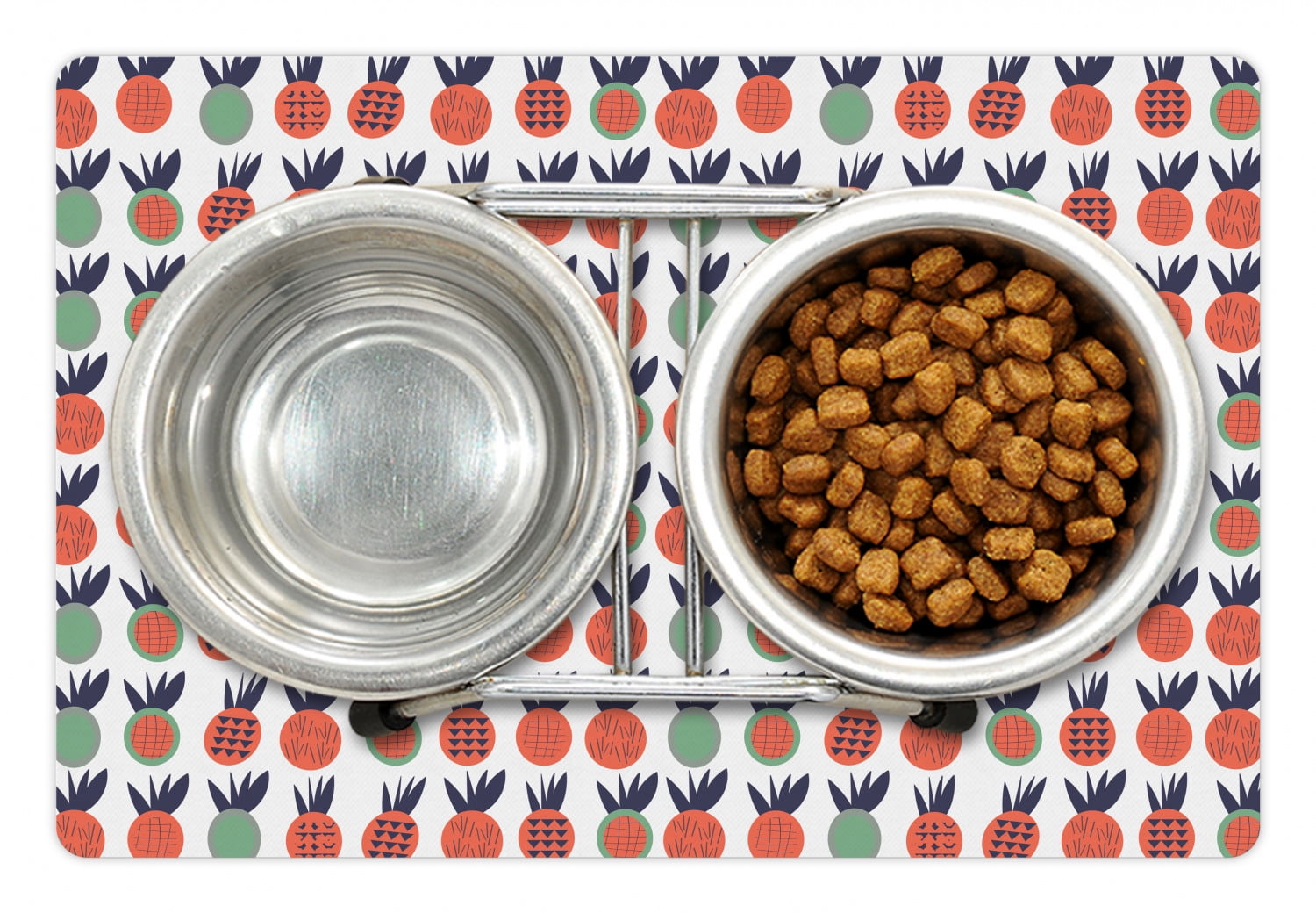 Abstract Pet Mat for Food and Water, Pineapples with Triangles Lines ...