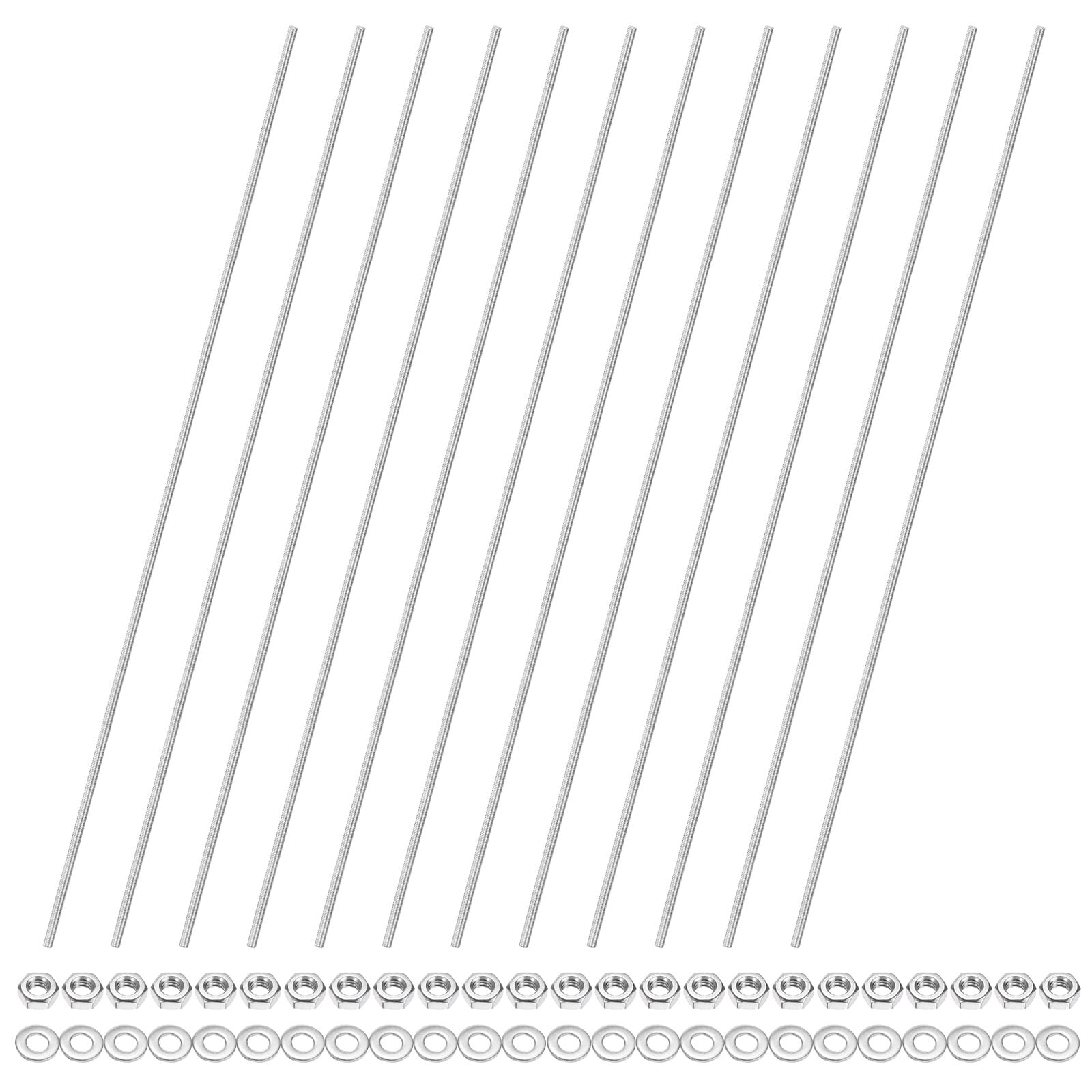 Uxcell Paquete de 12 Varillas Roscadas Completamente, M4x400mm Barra de ...
