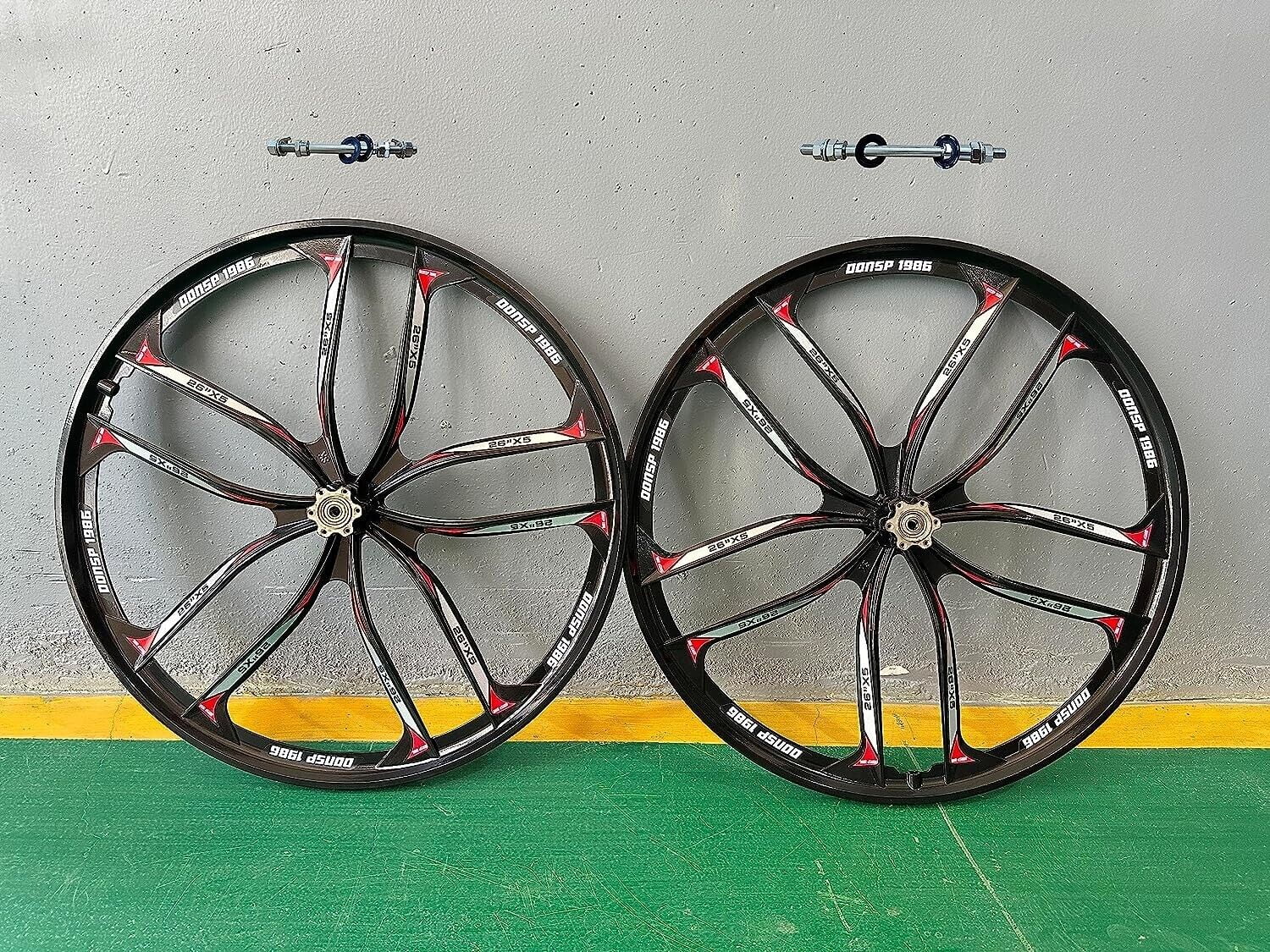 DONSP1986 26" Magnesium Mag Wheels Set-10 Spoke-MTB Road Cruiser Bike ...